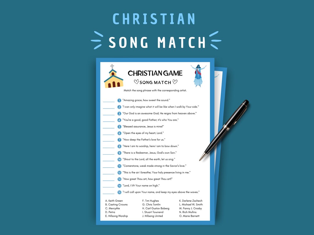 Christian Song Match Game, Digital Download, Faith-based Music Game ...
