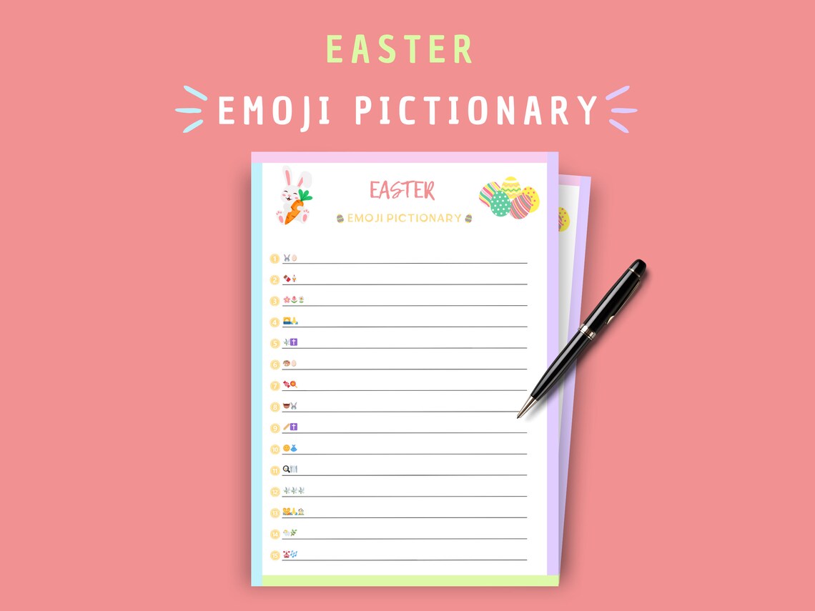 Easter Emoji Pictionary Game | Instant Download Printable | Decode ...