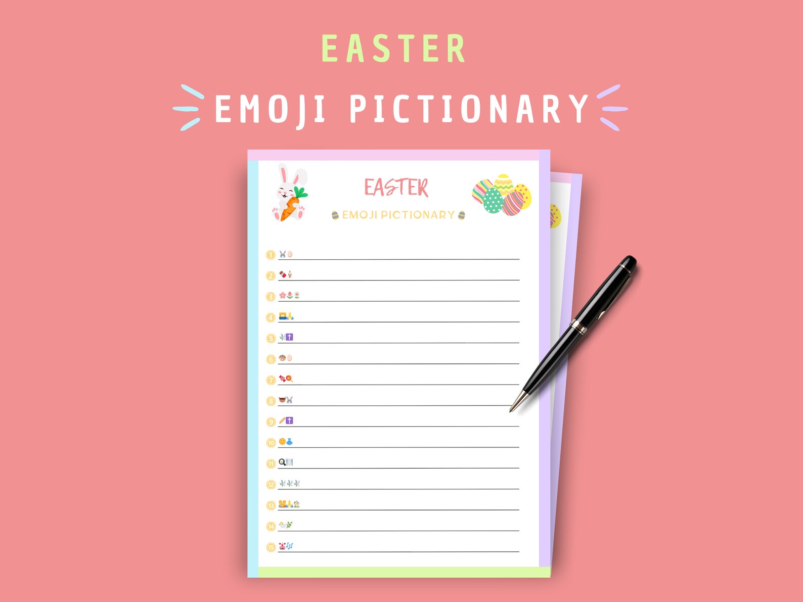 Easter Emoji Pictionary Game | Instant Download Printable | Decode ...