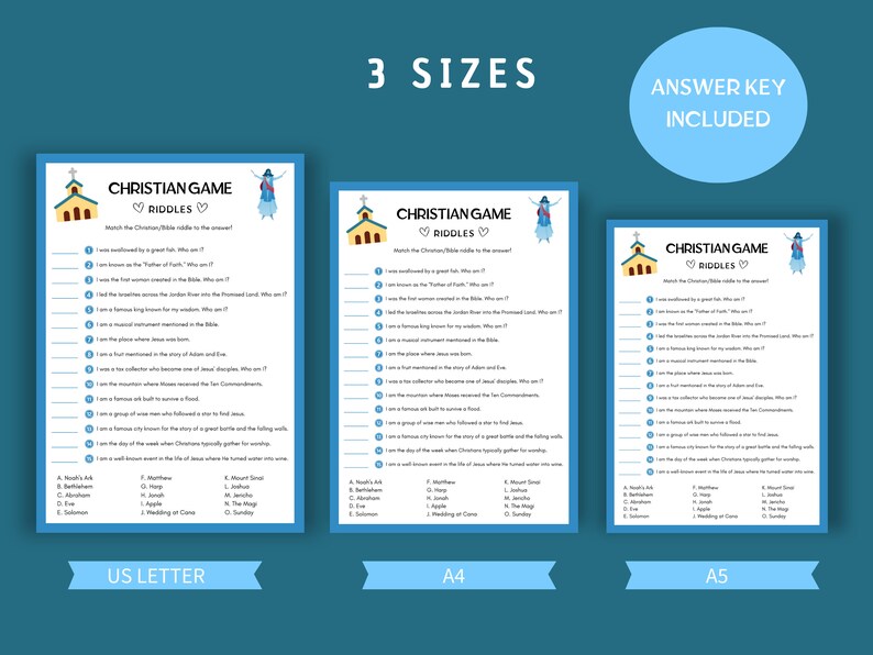 Printable Bible Riddles Game for Christians, Digital Download, Faith ...