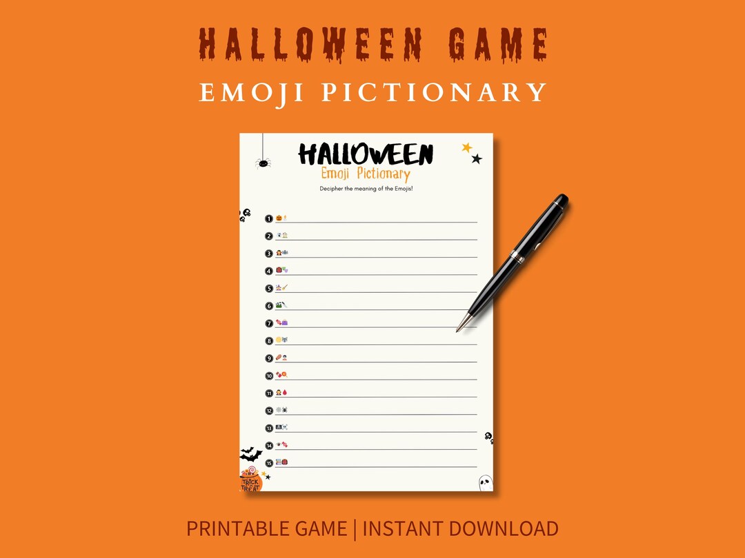 Printable Halloween Emoji Pictionary Game | Family Game Night ...