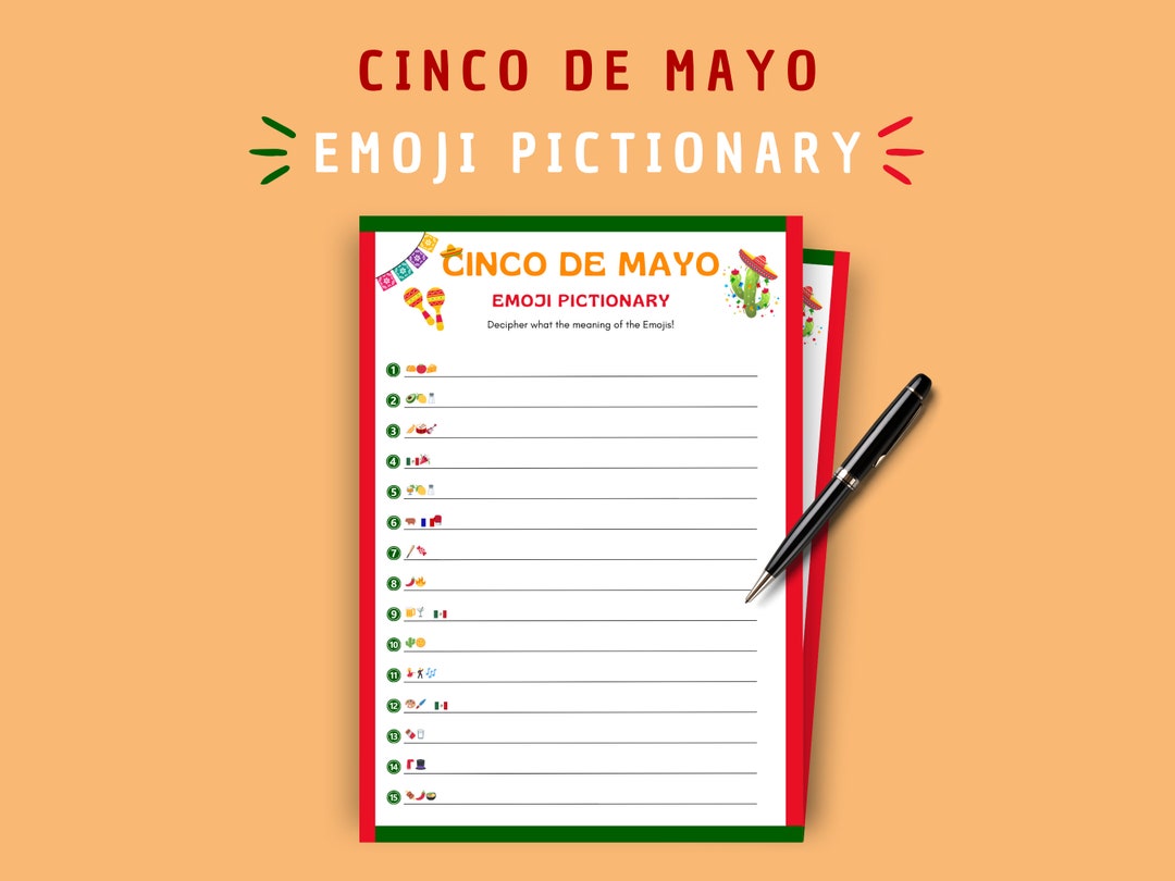 Cinco De Mayo Fun Emoji Pictionary Game | Family Friendly | Instant ...