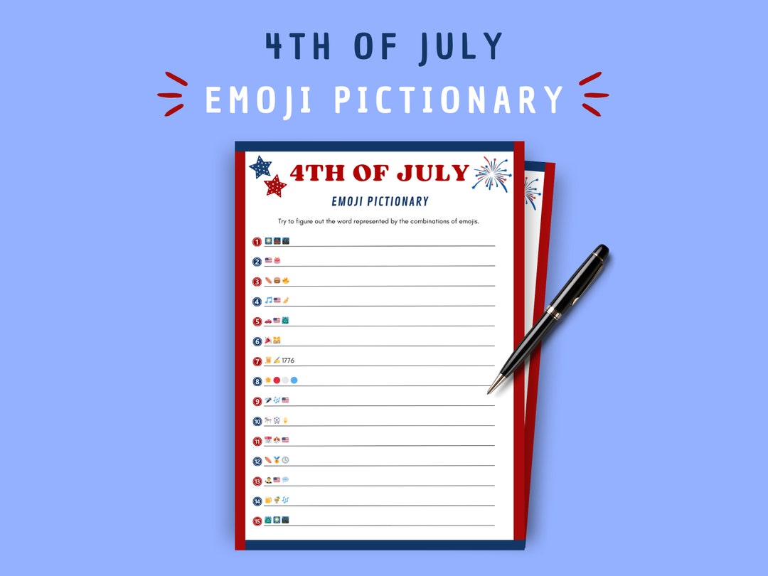 4th of July Emoji Pictionary Game: Patriotic Party (instant Download ...