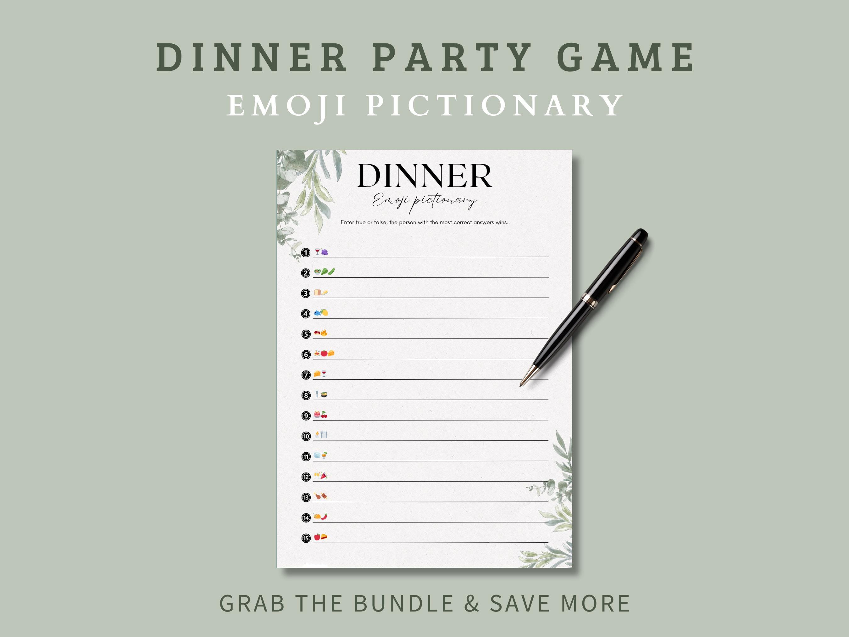Printable Dinner Party Emoji Pictionary Game (digital Download) - Etsy UK