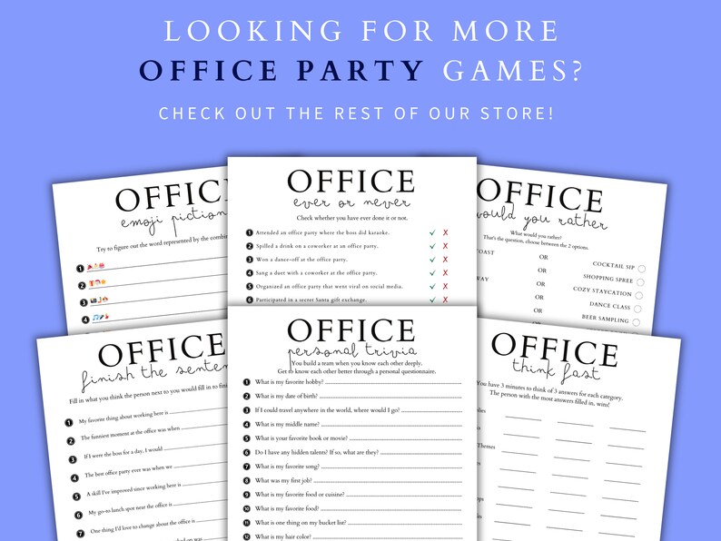 Printable Multiple Choice Trivia Office Party Game Fun Co-worker Game ...