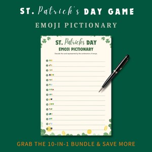 St. Patrick's Day Emoji Pictionary Game: Printable Family Trivia ...