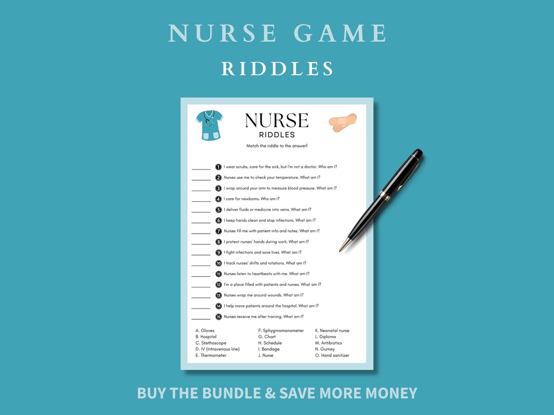 Nurse Riddles Game: Medical Trivia Quiz (printable PDF) - Etsy