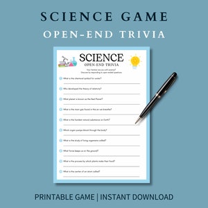 Printable Science Open-end Trivia Game | Digital Download | Fun Student ...
