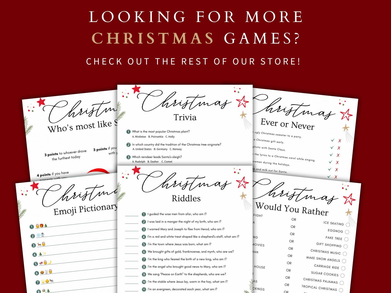 Christmas Emoji Pictionary Game, Printable Holiday Guessing Game ...