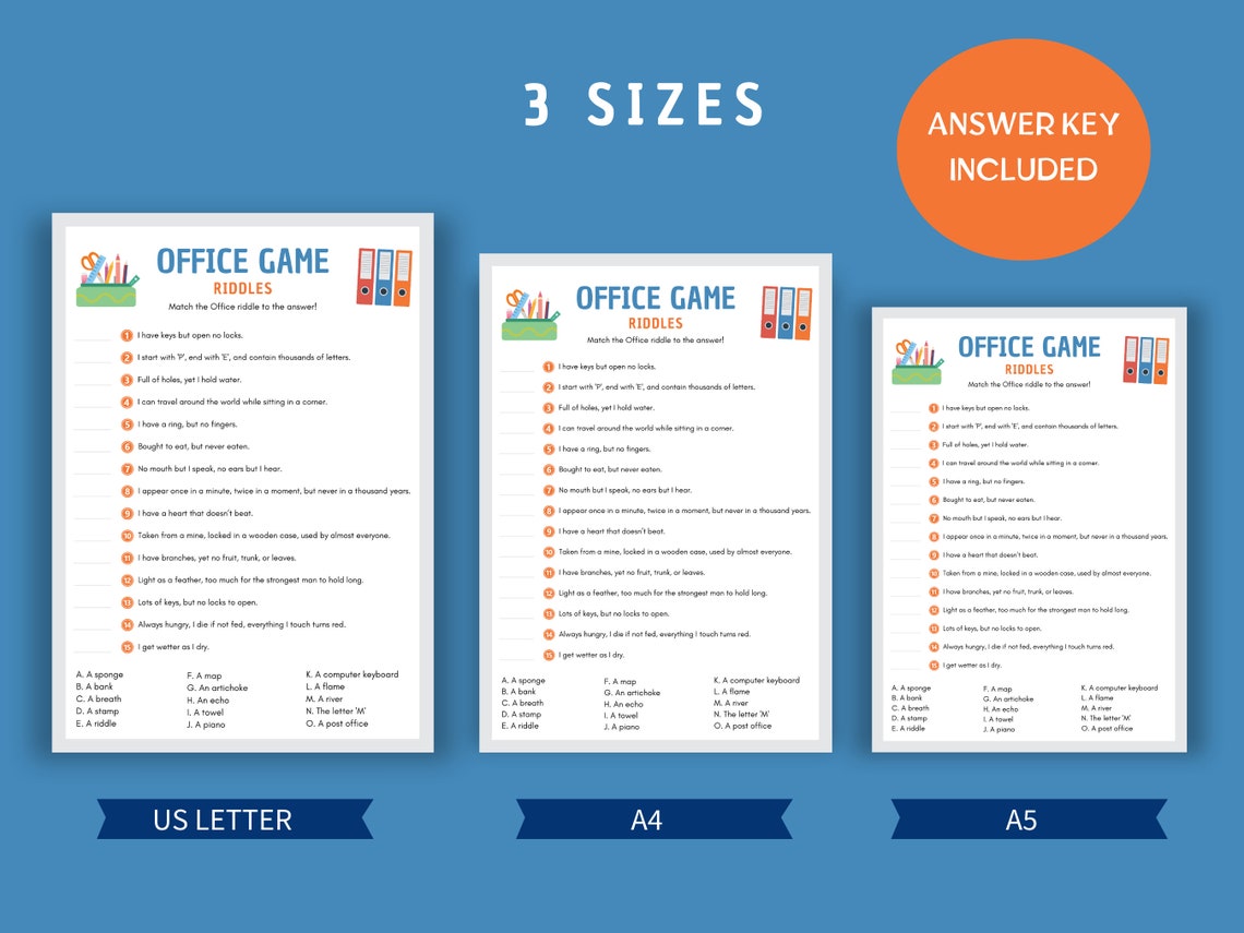 Office Games Riddles: Team Building Puzzle (instant Download) - Etsy