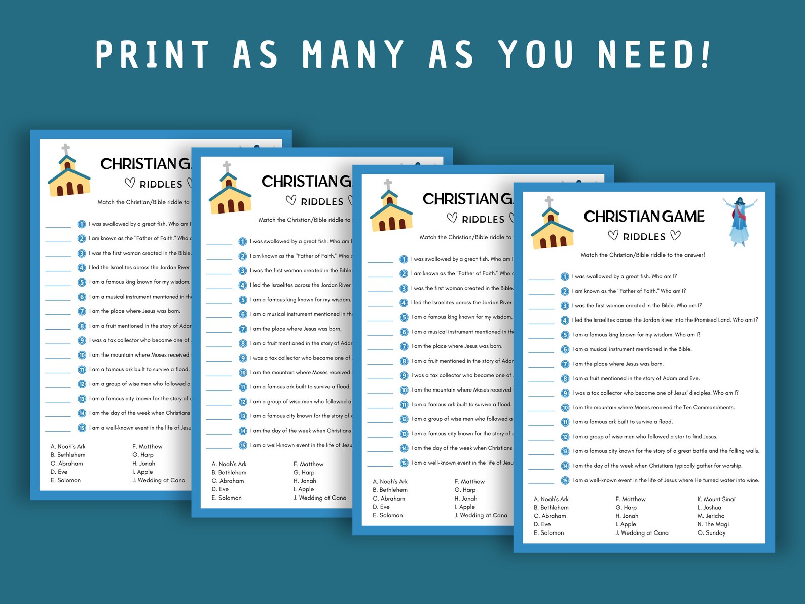 Printable Bible Riddles Game for Christians, Digital Download, Faith ...