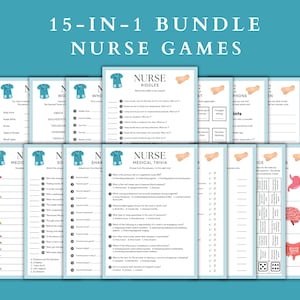 Nurse Games Bundle Printable: 15 Nursing Party Trivia & Quiz Games (PDF ...