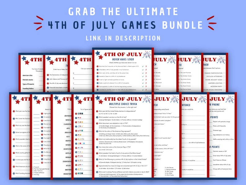 4th of July Capitals Match Game: Patriotic Trivia (digital PDF) - Etsy