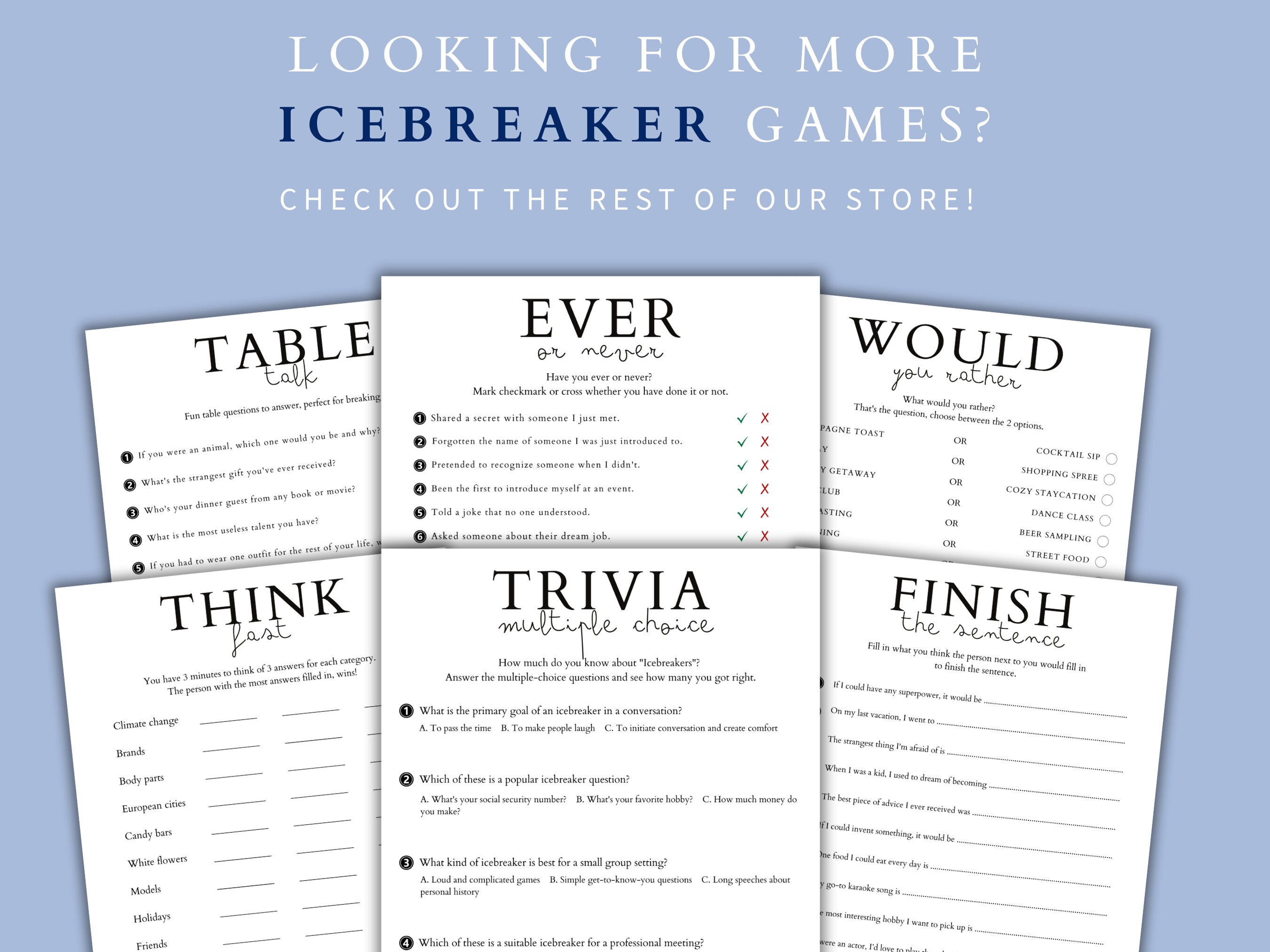 Multiple Choice Trivia | Icebreaker Game | Printable Icebreaker ...