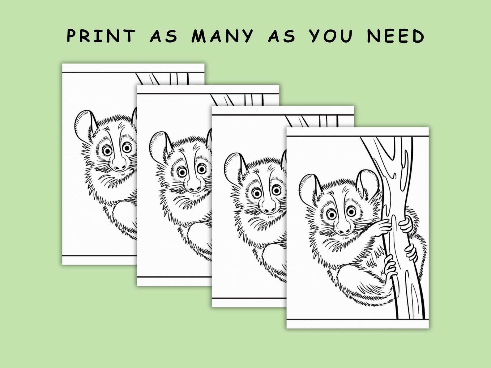 100 Cute Safari Animals Coloring Pages Bundle, Printable Kids Coloring ...