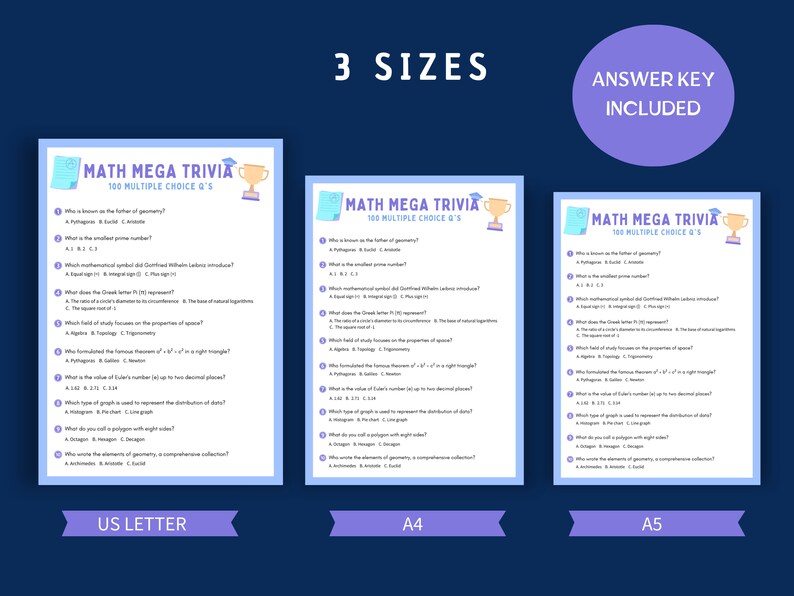Math Mega Trivia | 100 Questions | Printable Math Game | Fun Family ...