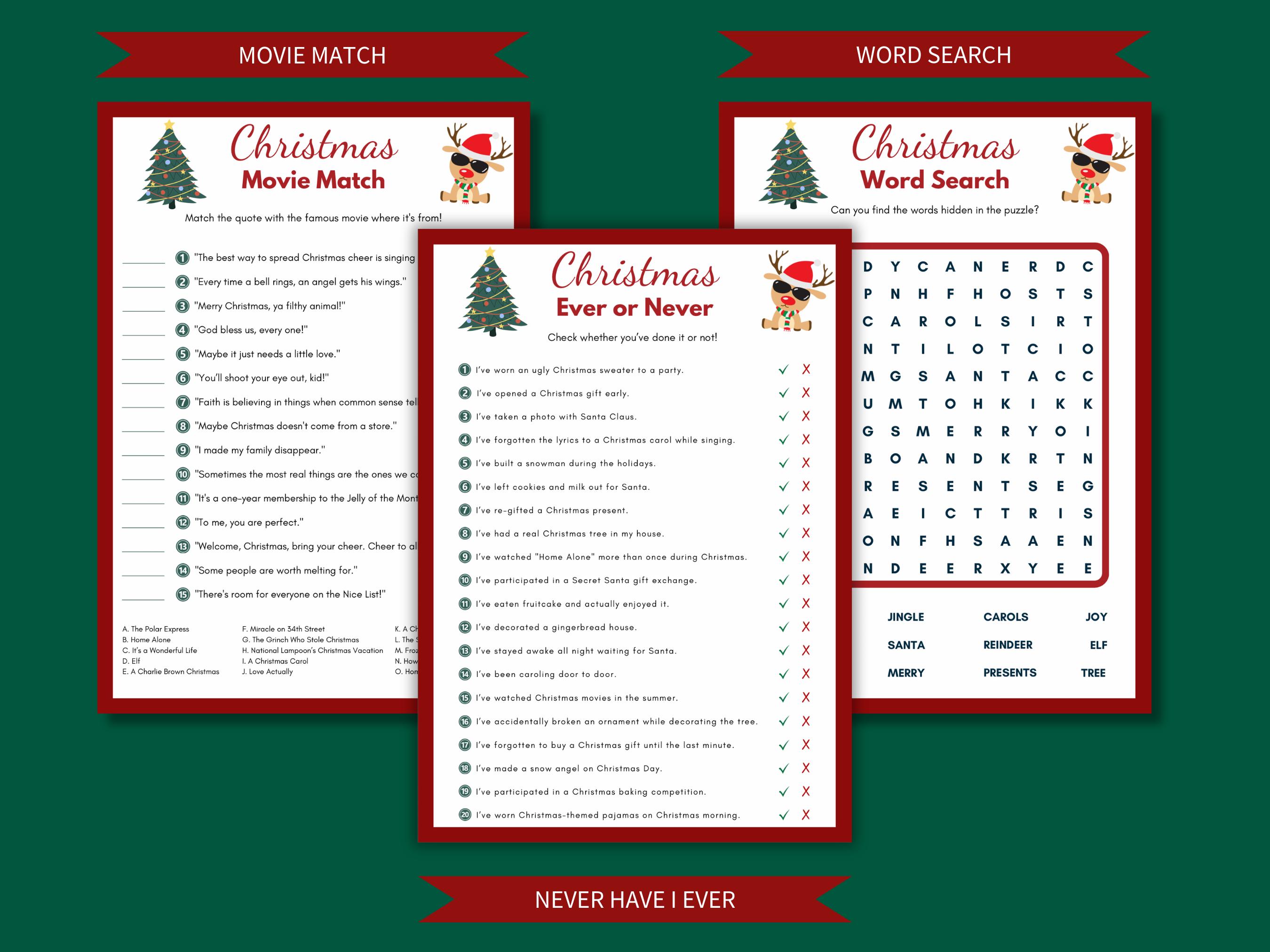 Christmas Party Games Bundle Printable, 12 Holiday Trivia and ...