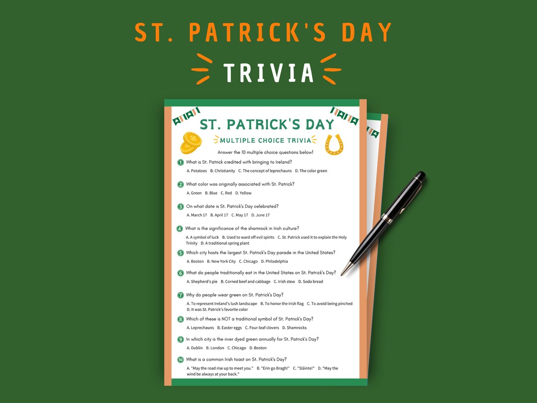 St. Patrick's Day Multiple Choice Trivia | Printable Multiple Choice ...