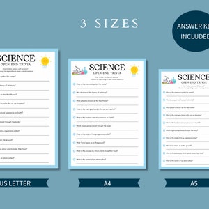 Printable Science Open-end Trivia Game | Digital Download | Fun Student ...