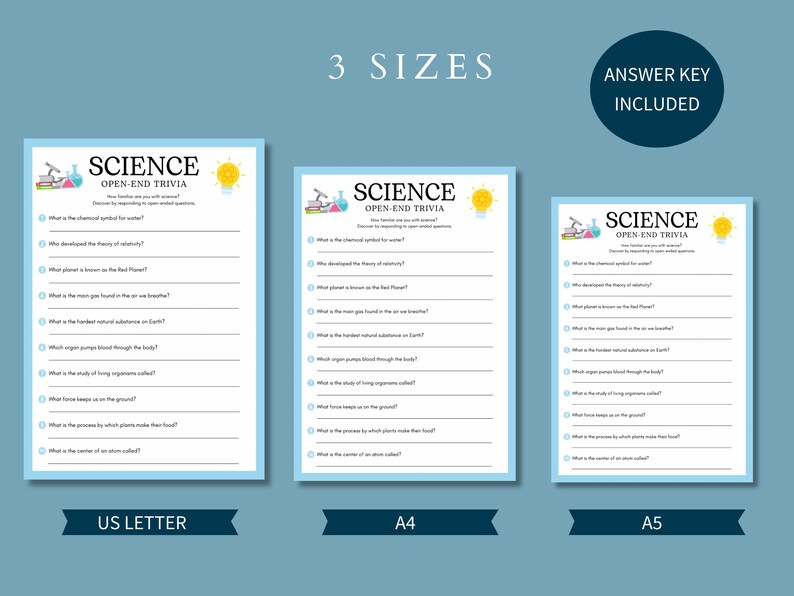 Printable Science Open-end Trivia Game | Digital Download | Fun Student ...