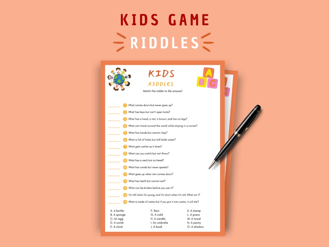 Kids Riddles Game | Printable Brain Training for Children | Educational ...