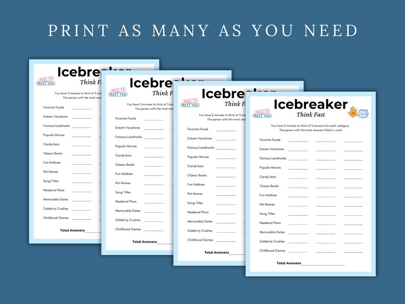 Printable Icebreaker Games Bundle: Adult Party Games (digital Download ...