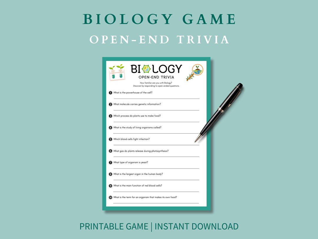 Biology Open-end Trivia Game | Printable Biology Game for Students ...