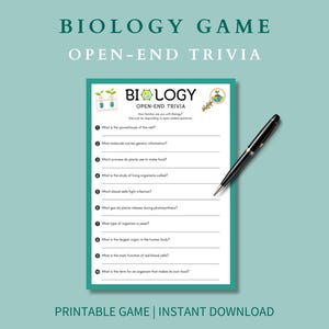 Biology Open-end Trivia Game | Printable Biology Game for Students ...