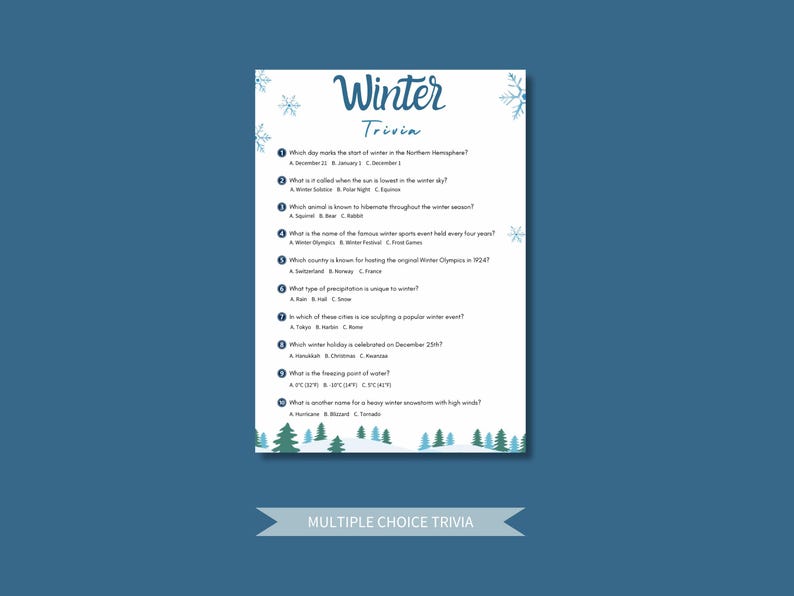5 Winter Games Bundle, Printable Winter Family Games, Fun Winter Trivia ...
