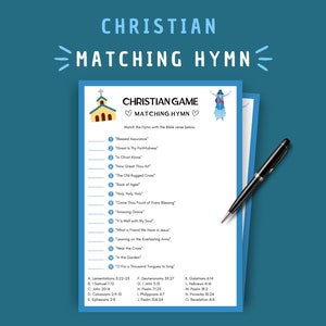 Christian Hymn Matching Game: Bible Verse Activity (digital Download ...