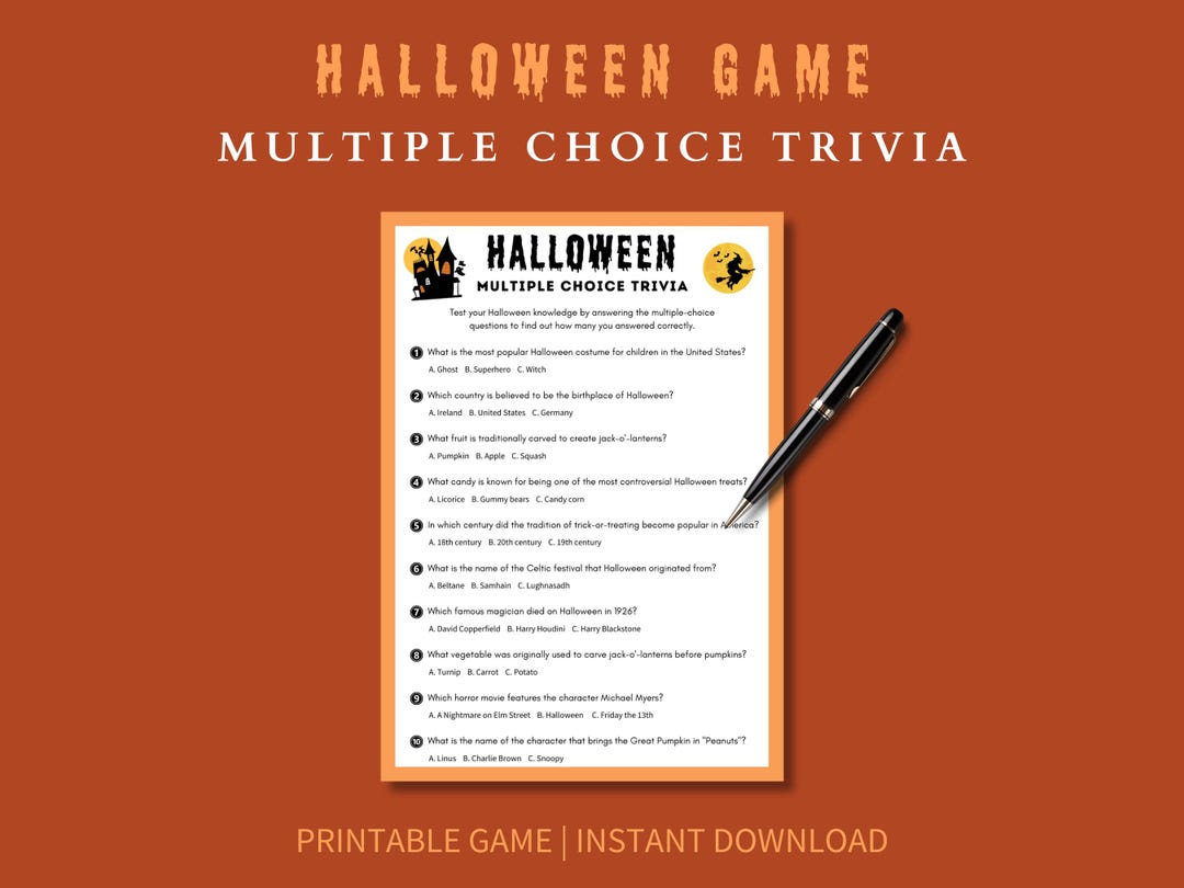 Halloween Multiple Choice Trivia Game | Digital Download | Family Game ...