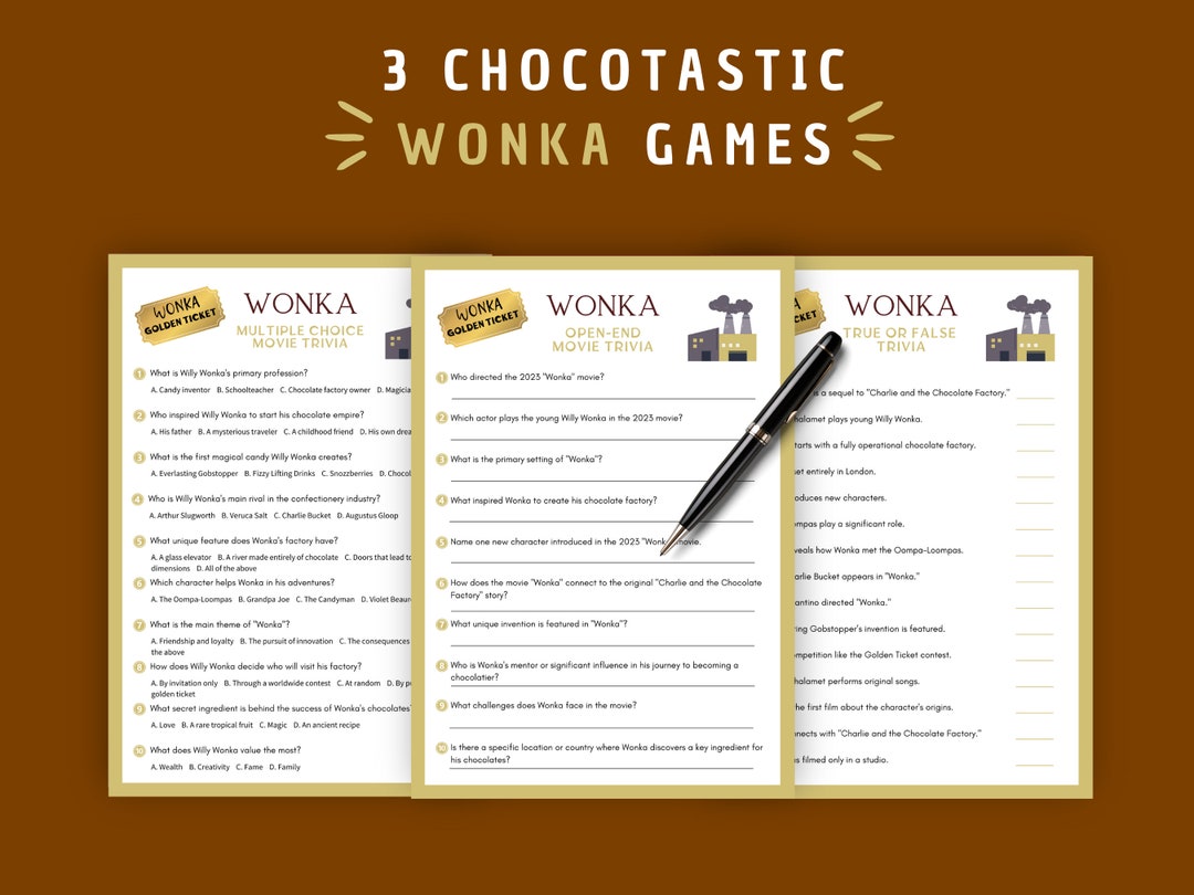 Ultimate Chocolate Factory Trivia Bundle, 3 Printable Games, Digital ...