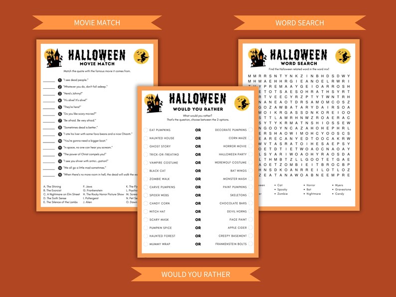 Halloween Games 15-in-1 Bundle Printable, Fun Family Trivia Activities ...