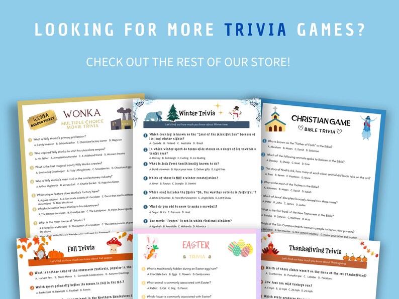 Printable Bible Trivia Game: Christian Family Activity (digital ...