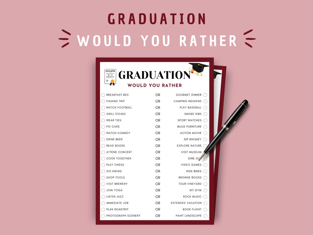 Graduation Would You Rather Game | Instant Download | Printable Family ...