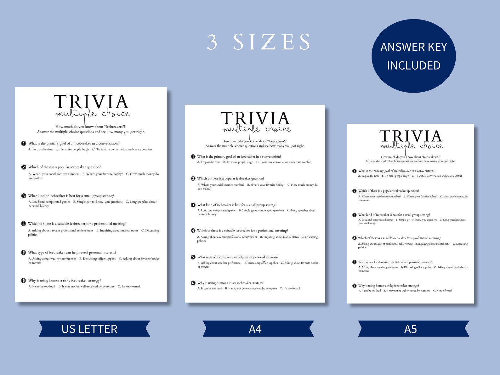 Multiple Choice Trivia | Icebreaker Game | Printable Icebreaker ...