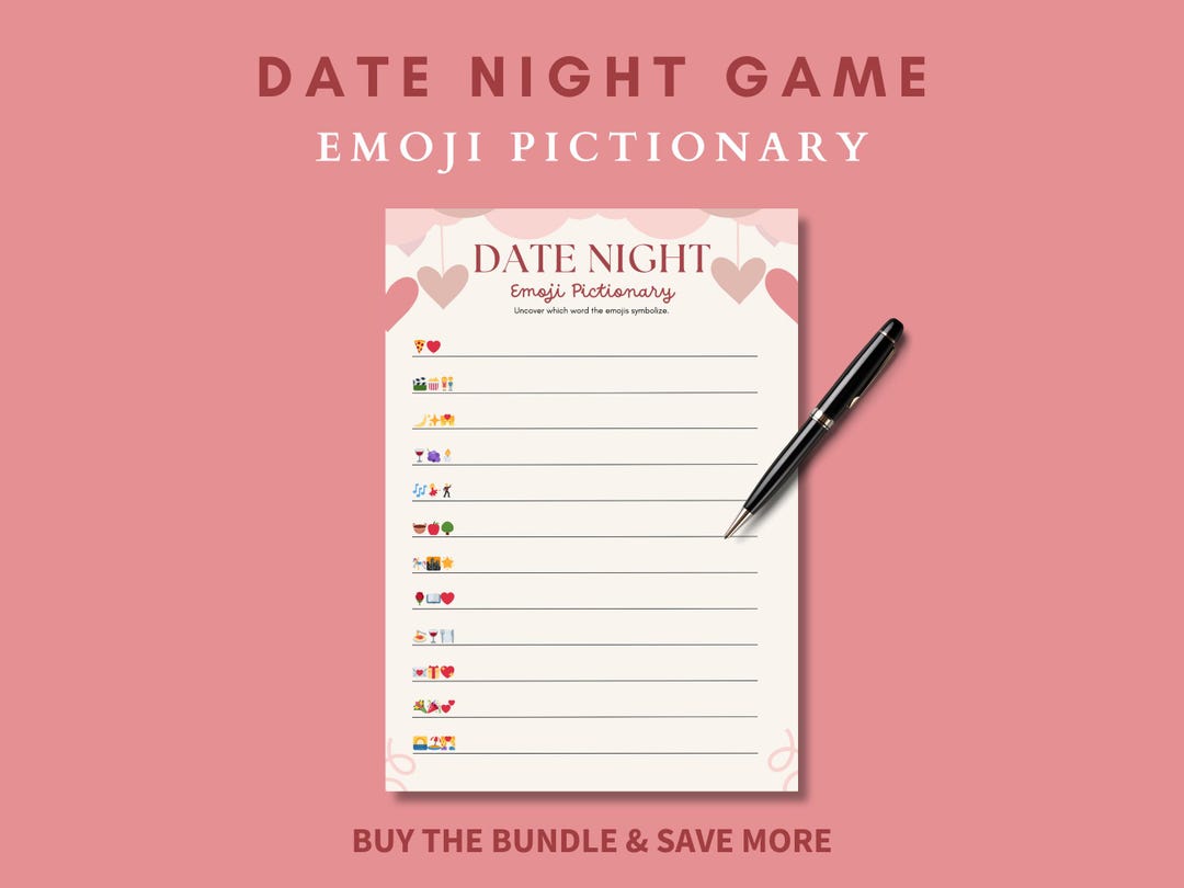 Date Night Emoji Pictionary Game, Printable Trivia for Couples ...