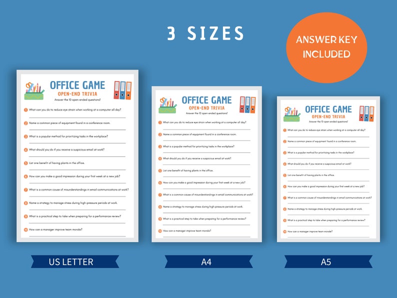 Office Games Open-end Trivia, Printable Team Building Game, Fun ...