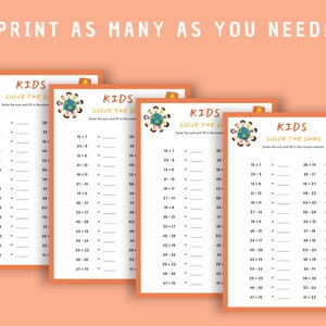 Kids Solve the Sums | Instant Download | Printable Math Puzzles for ...