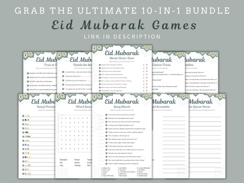 Eid Mubarak Emoji Pictionary Game: Printable Family Activity (digital ...