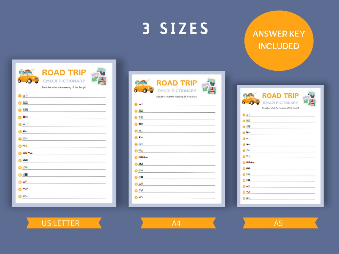 Road Trip Emoji Pictionary: Family Travel Car Game (printable, Instant ...