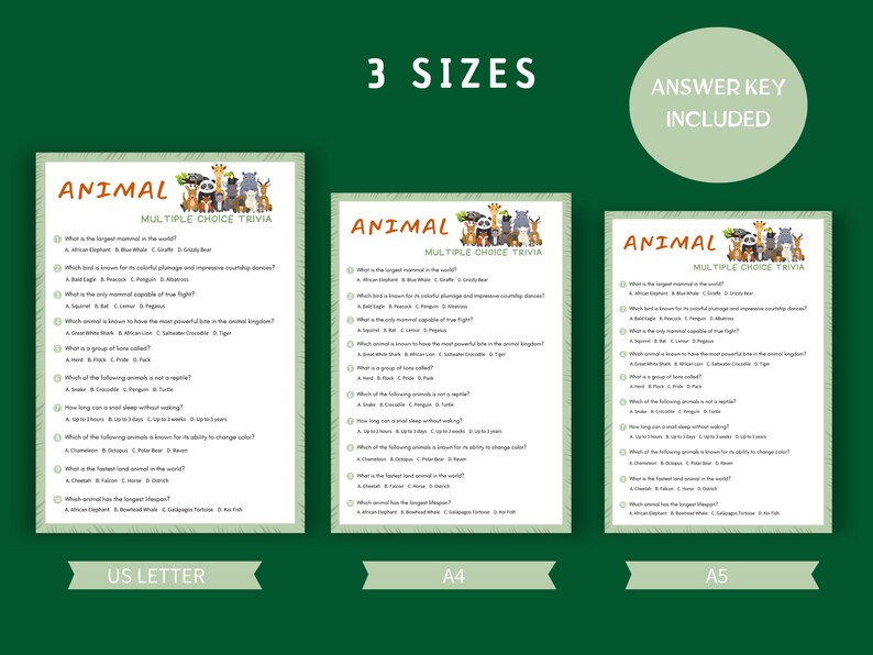 Animal Multiple Choice Trivia Game | Animal Kingdom Quiz | Family Game ...