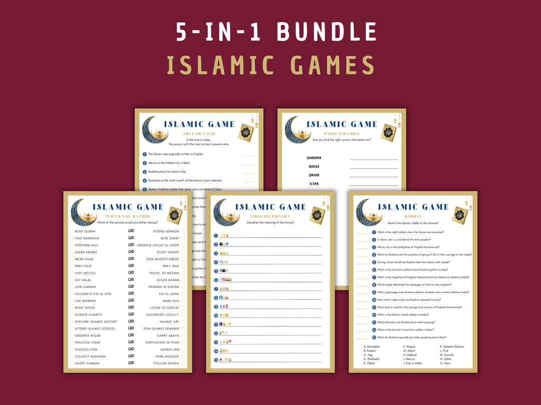 5 Games Islamic Bundle, Printable Islamic Family Games, Fun Islamic ...