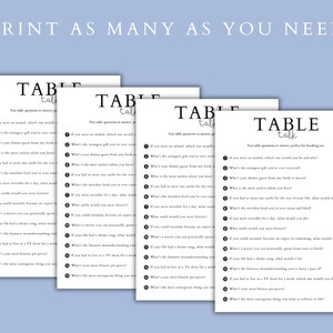 Table Talk Icebreaker Game | Printable Engaging Trivia | Family Game ...