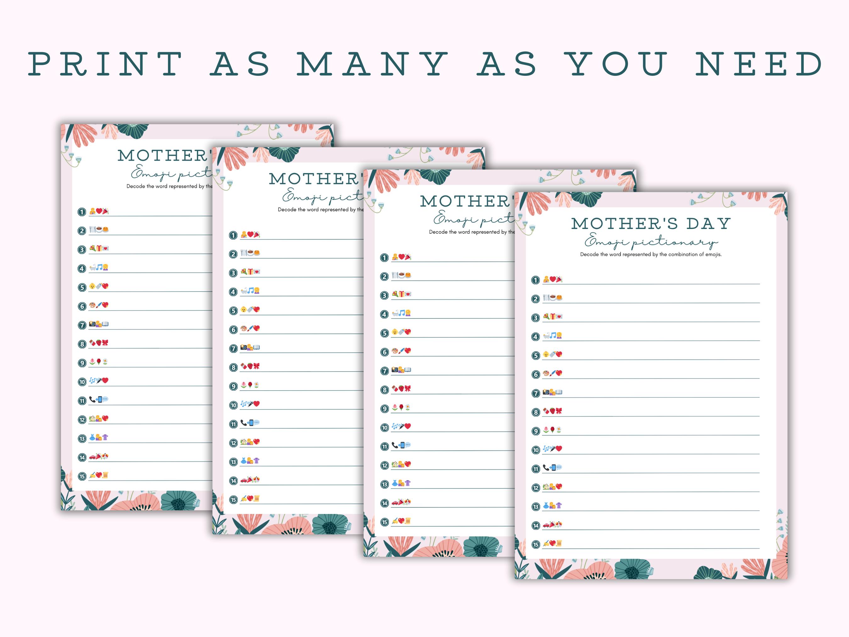 Mother's Day Games Bundle: 10 Printable Family Activities (PDF Download ...