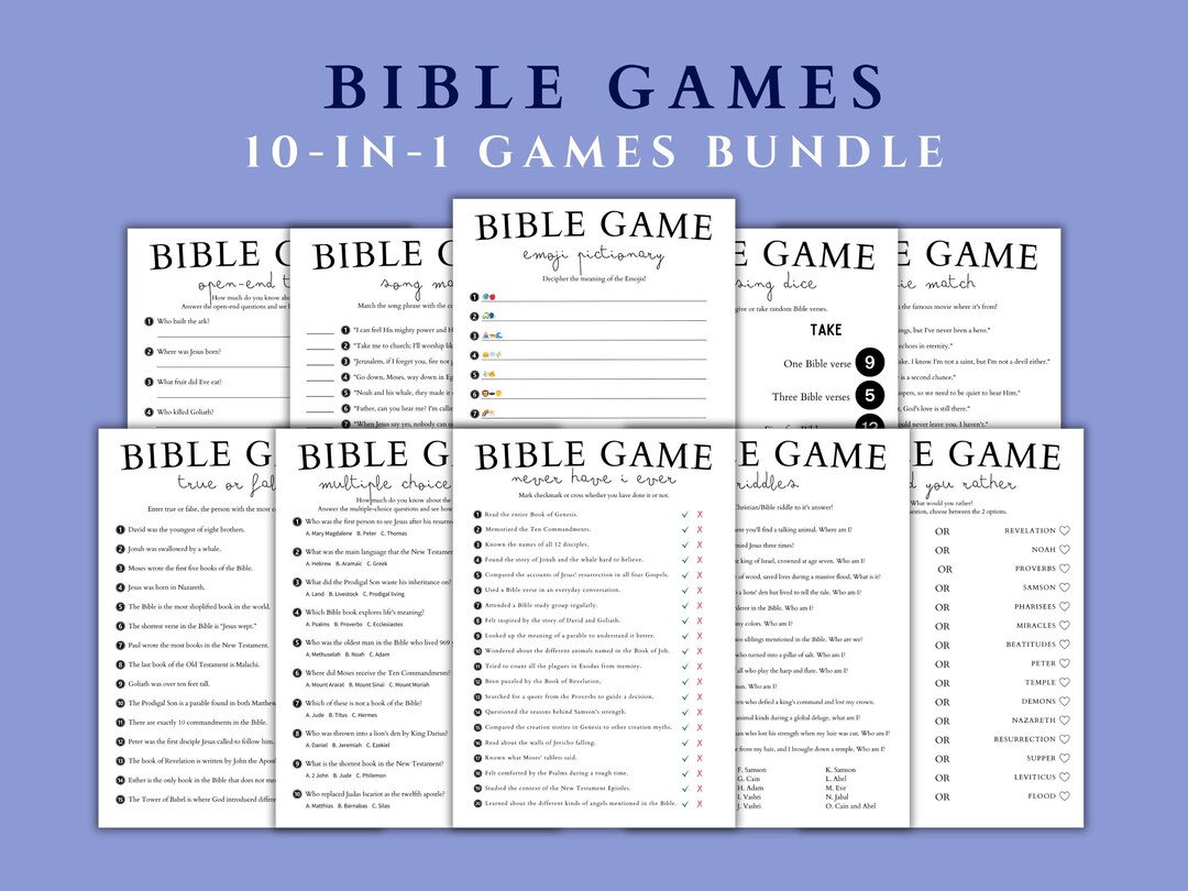 10-in-1 Bible Games Bundle, Printable Christian Games, Family Church ...