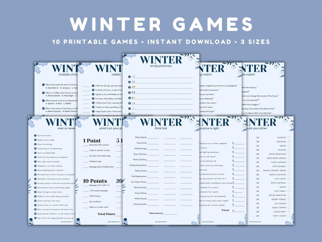 Winter Games Bundle, 10 Printable Party Games, Instant Download PDF - Etsy