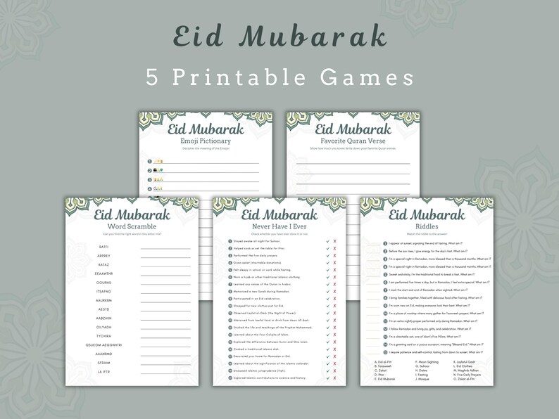 Eid Mubarak Games Bundle: Islamic Family Fun (instant Download) - Etsy