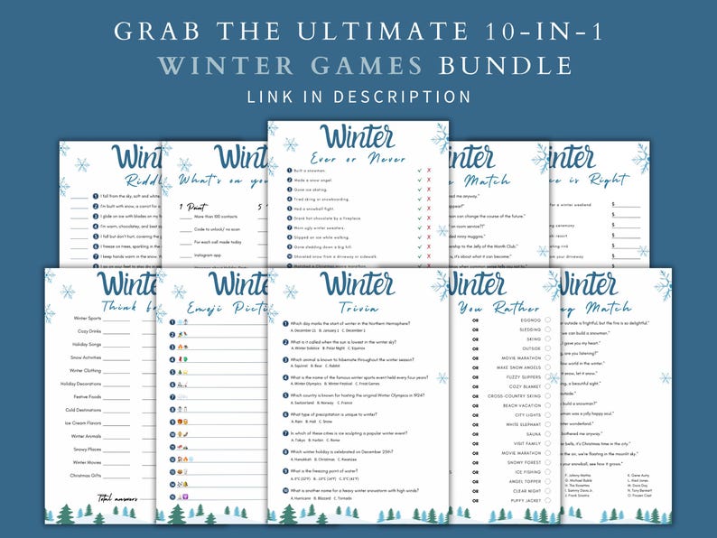 Winter Emoji Pictionary Game | Printable Winter Trivia Game | Fun ...