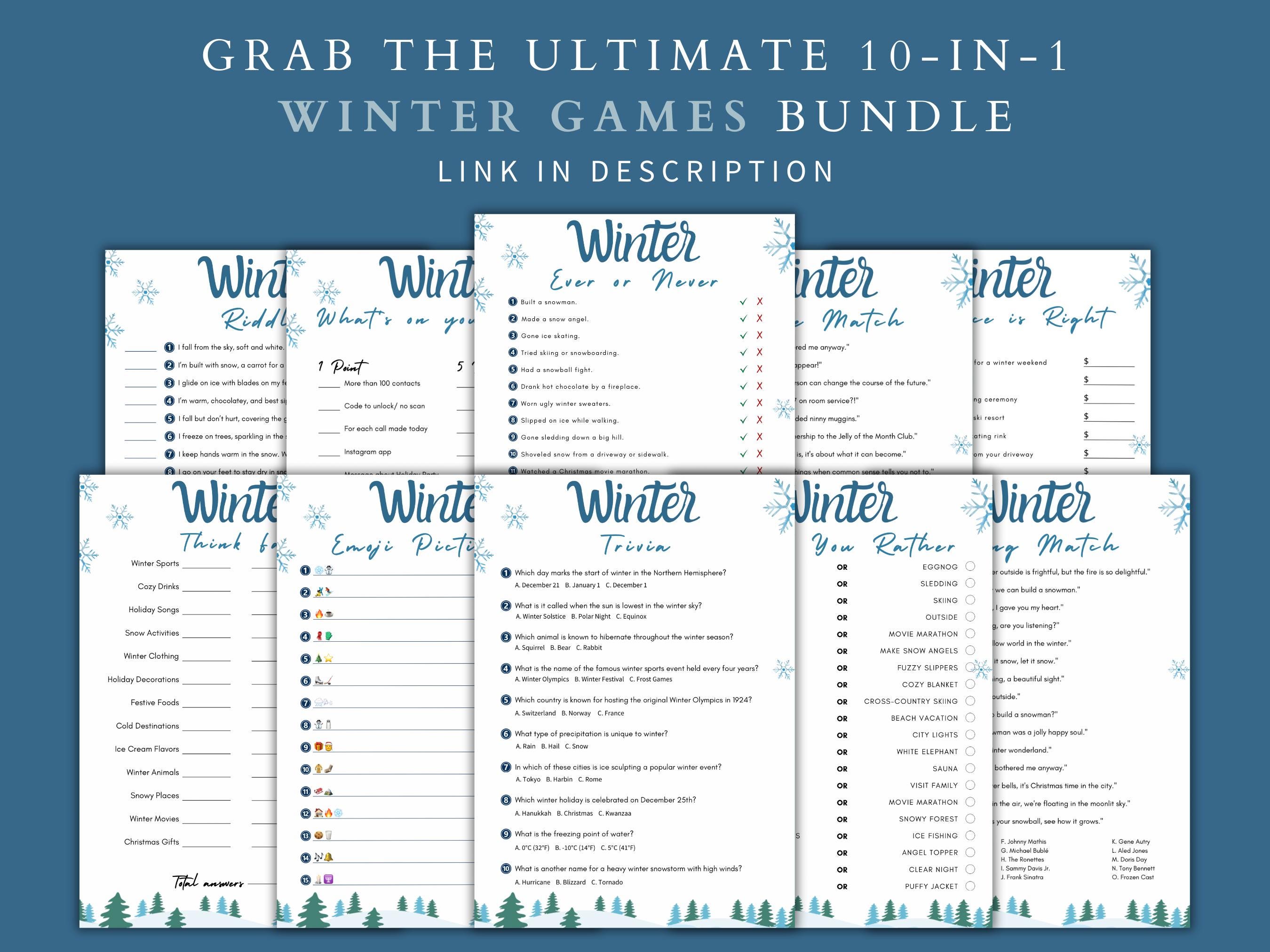 Winter Emoji Pictionary Game | Printable Winter Trivia Game | Fun ...